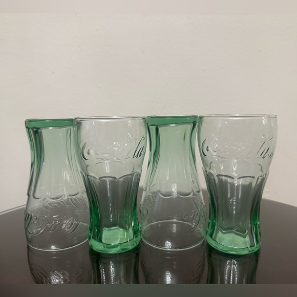 Coca Cola | Dining | New With Stickers Mini Coca Cola Green Glass Cups ...